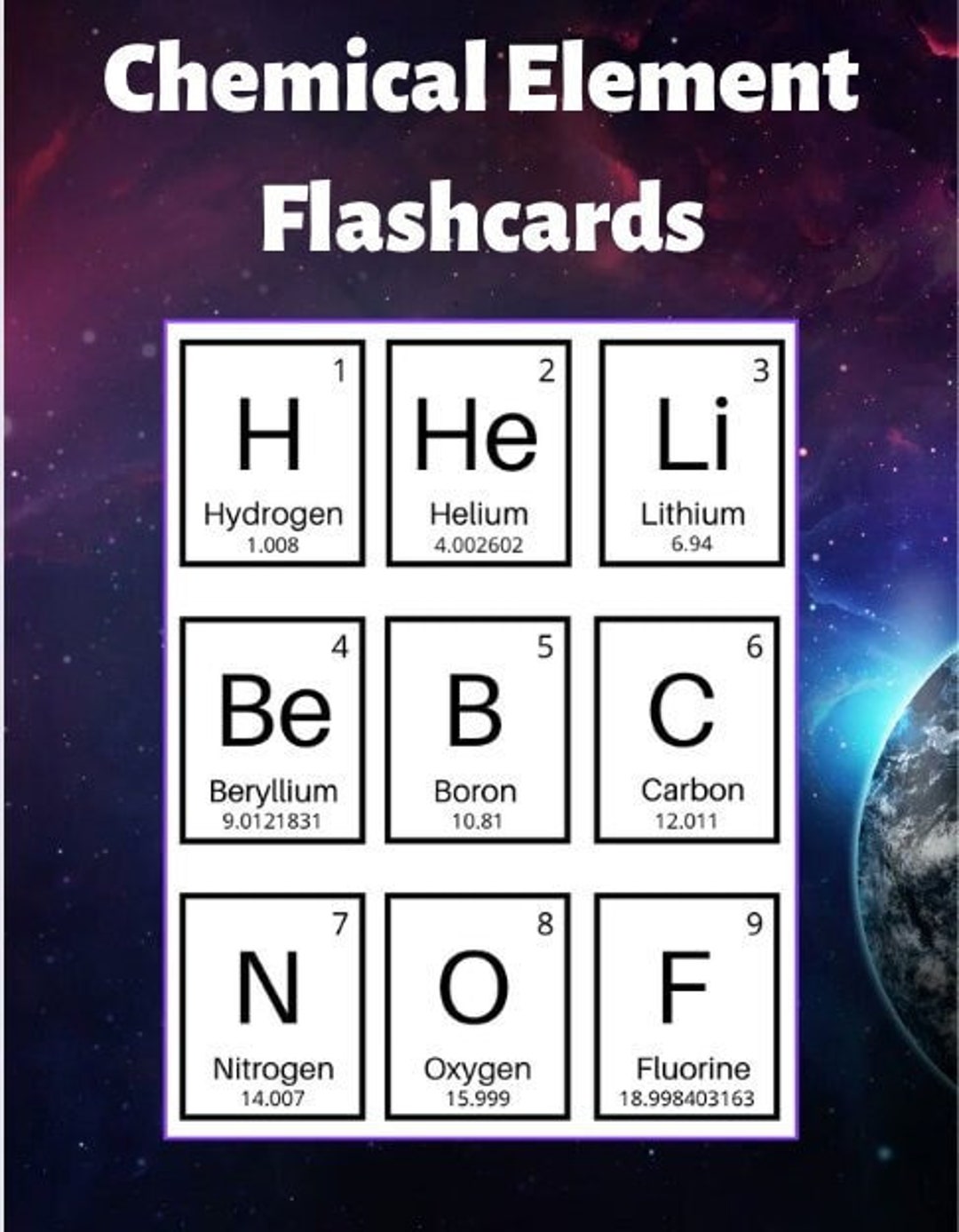 Periodic Table of Elements Study Cards Chemical Element - Etsy Canada