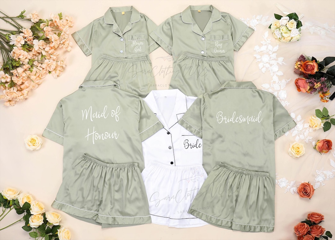 Matching Bridesmaid Pajamas, Flower Girl Pajamas Set, Bridal ...