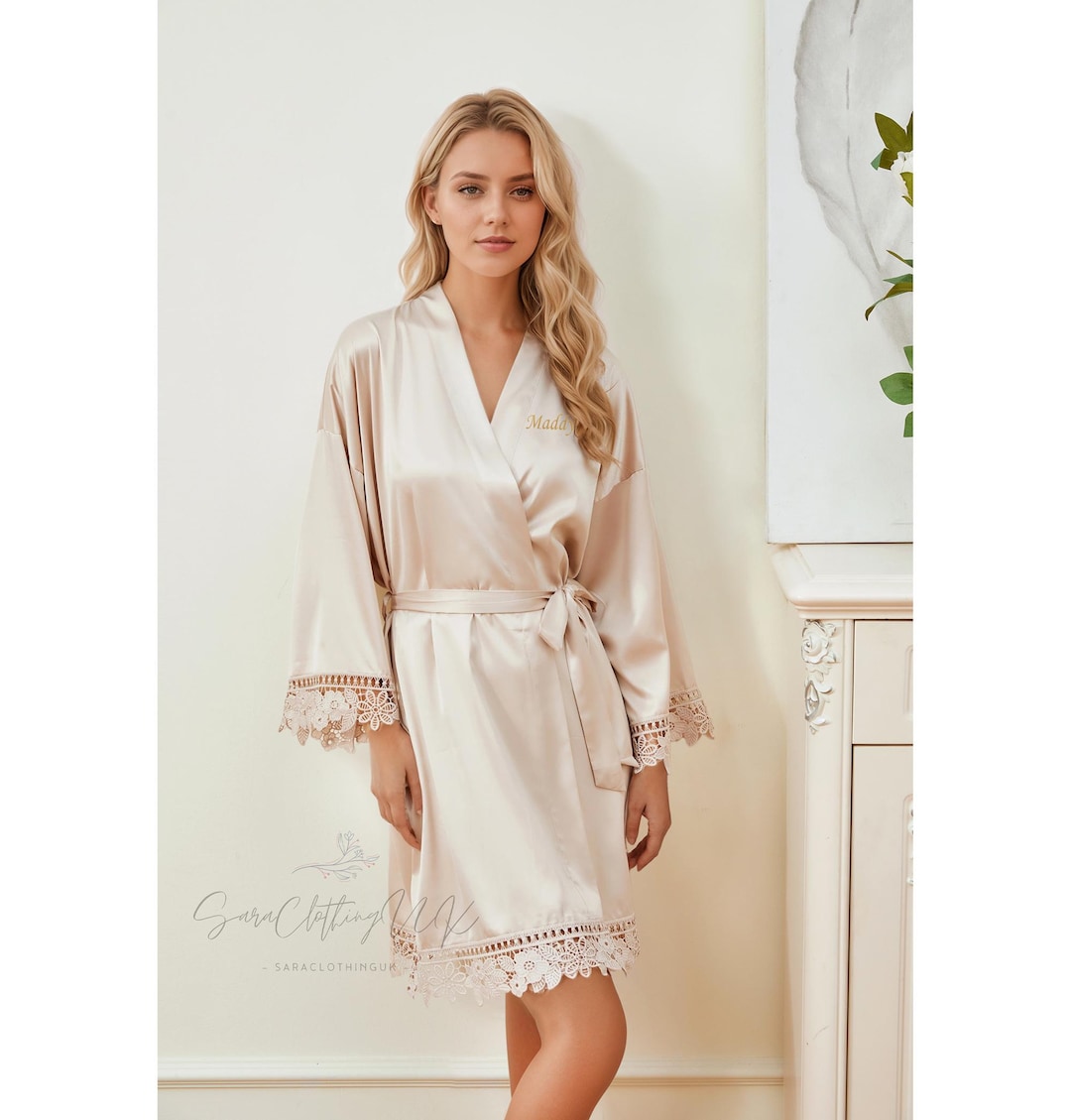 Personalized Bridesmaid Robes, Lace Bridal Robes, Wedding Monogrammed ...