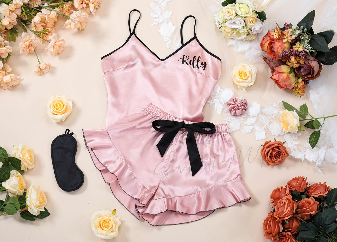 Bridal Party Pajamas, Custom Pajamas Camisole Set, Satin Cami Set ...