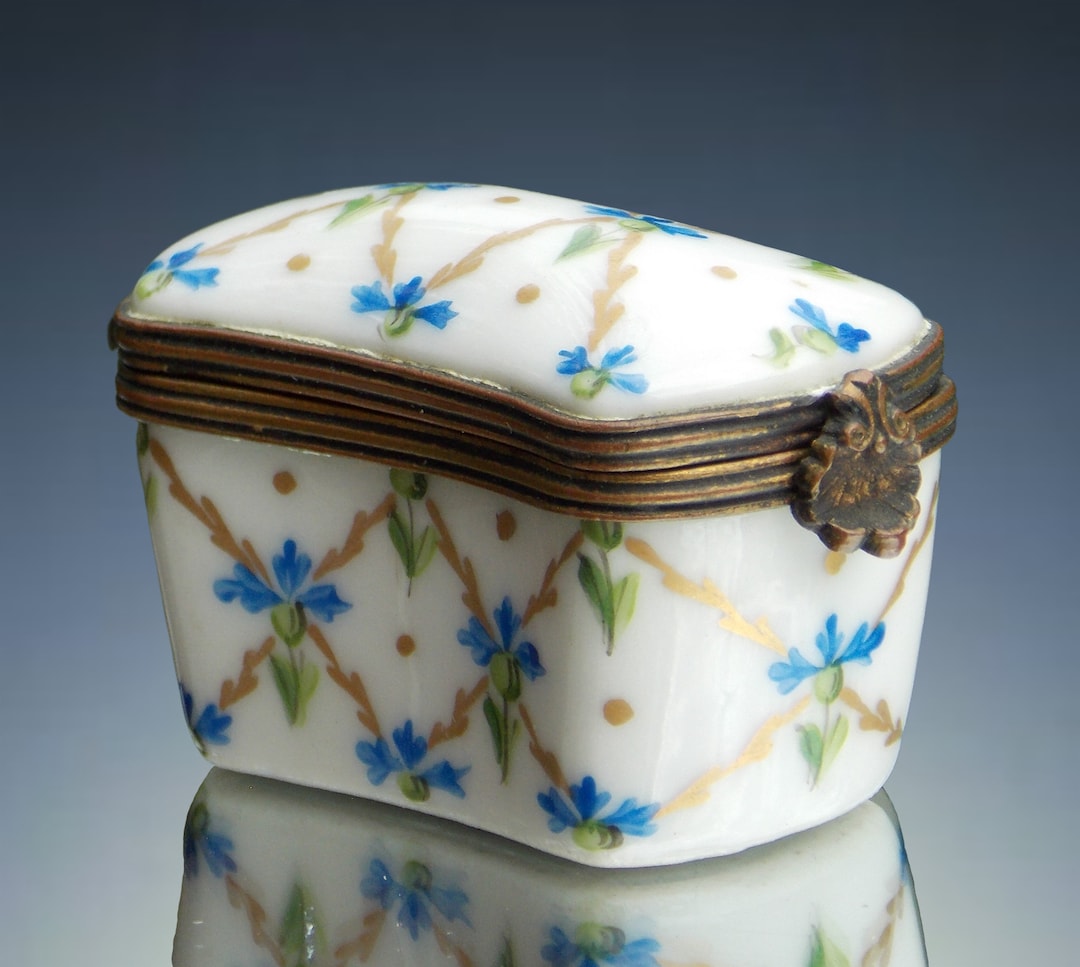 19th Century French Hand Painted Enamel Porcelain Trinket Snuff Box - Etsy