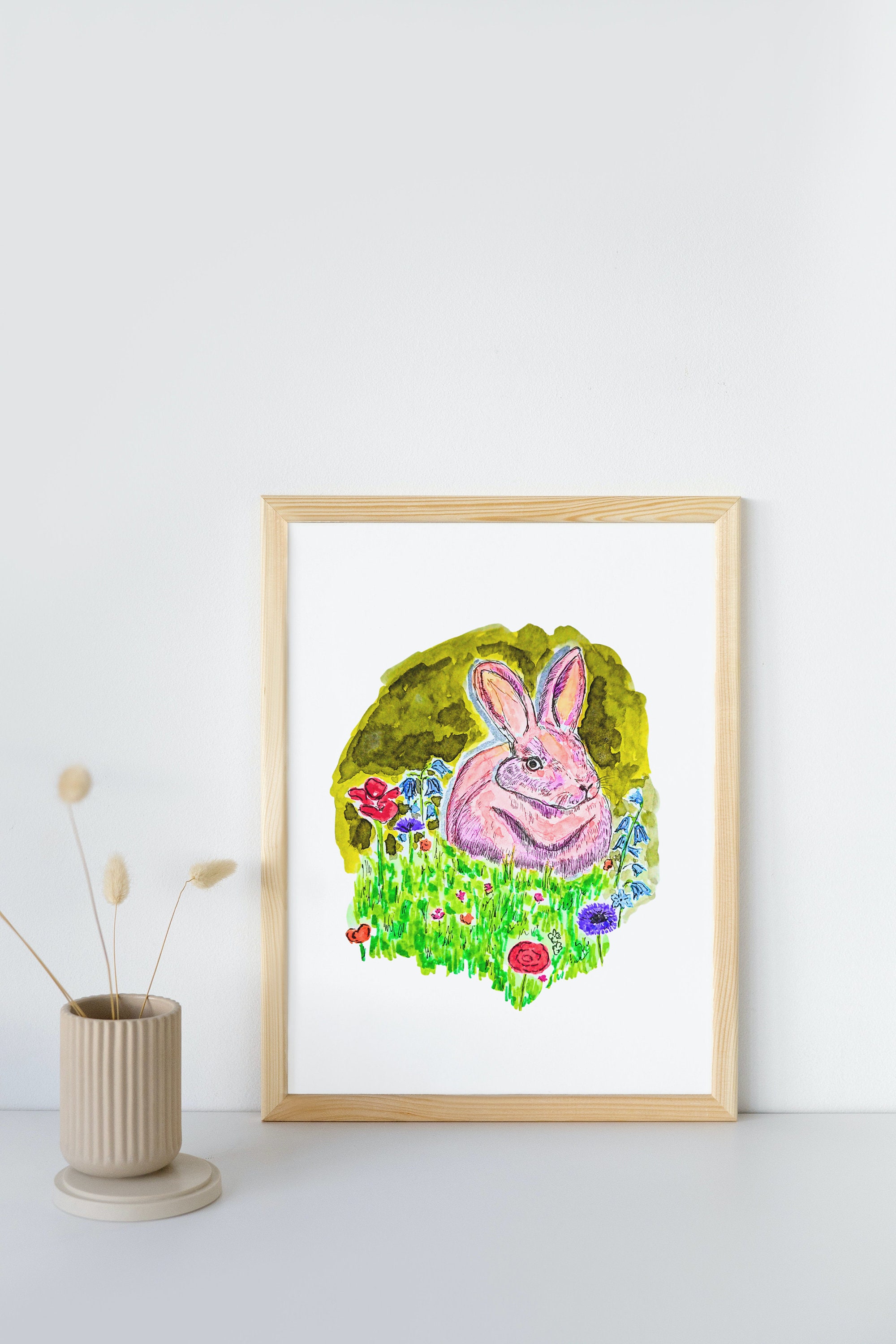 A4 Sized Mixed Media Rabbit - Etsy
