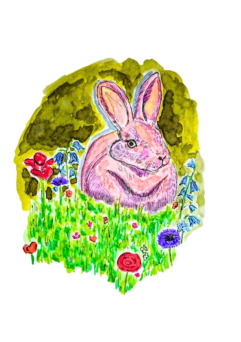 A4 Sized Mixed Media Rabbit - Etsy