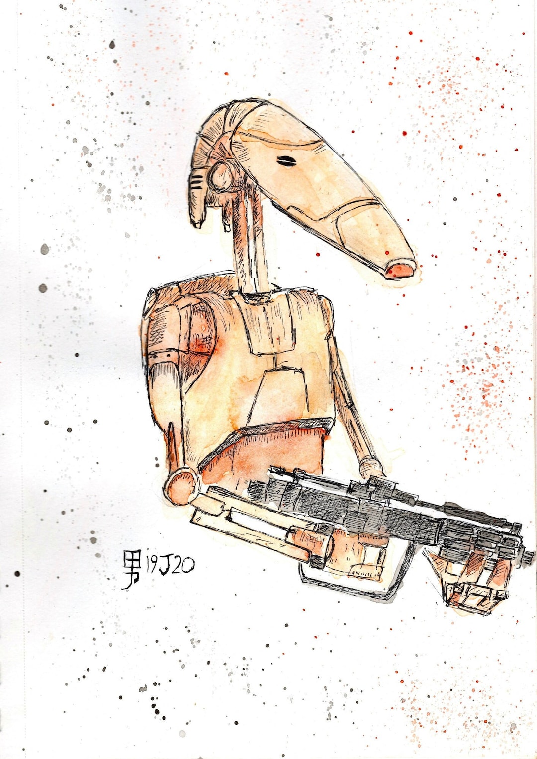 Watercolour Star Wars Battle Droid, Art Print, Star Wars Painting, Star ...