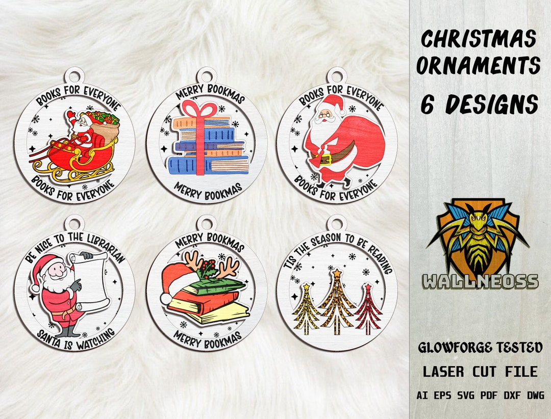 Christmas Ornaments SVG Bundle, Christmas Ornament, Merry Bookmas Svg ...