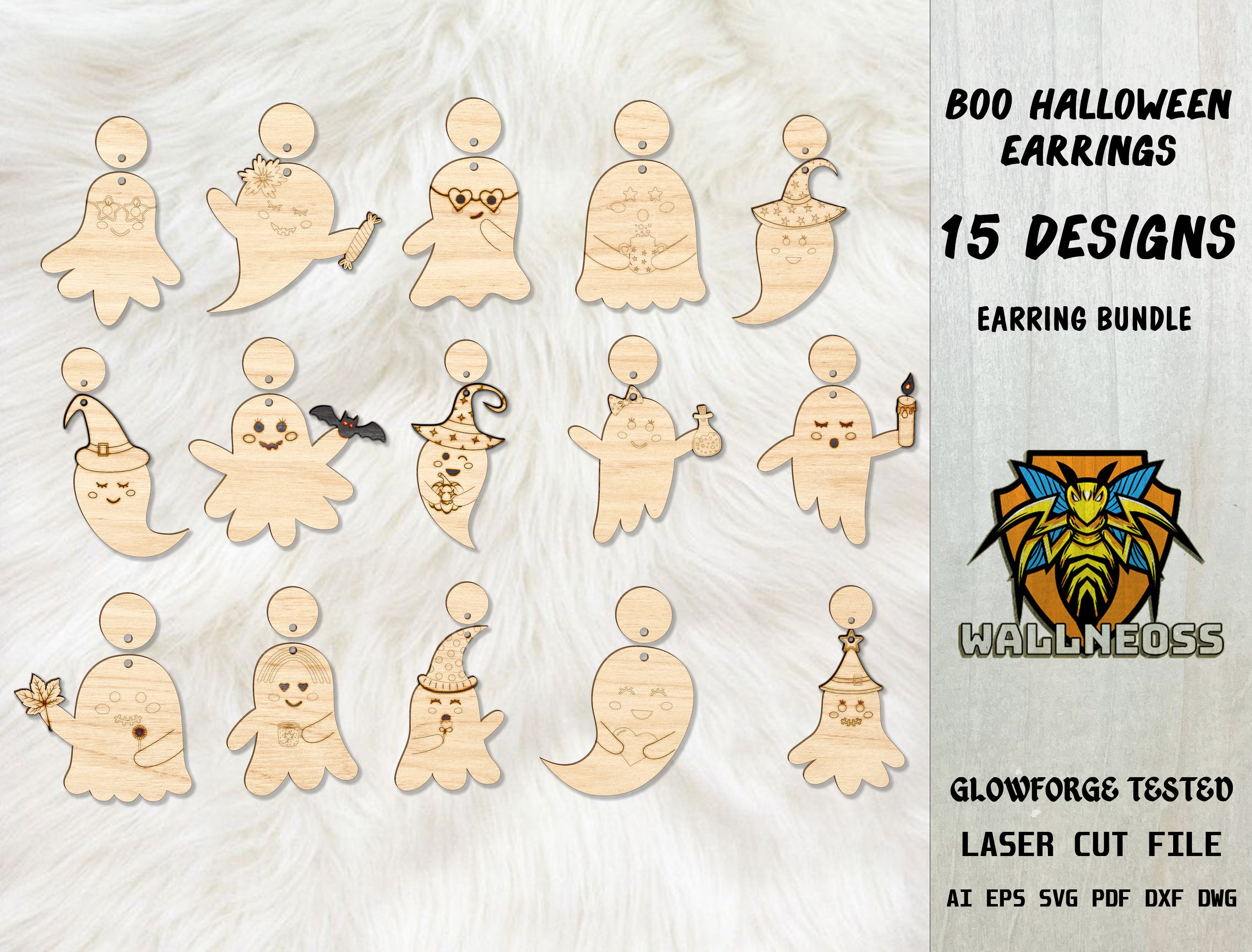 Cute Ghost Earrings SVG Bundle, Cute Boo Svg, Halloween Earrings Svg ...