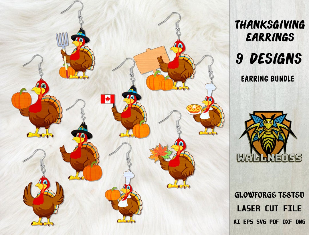 Turkey Earring Svg, Fall Earring Svg, Thanksgiving Svg, Thanksgiving ...