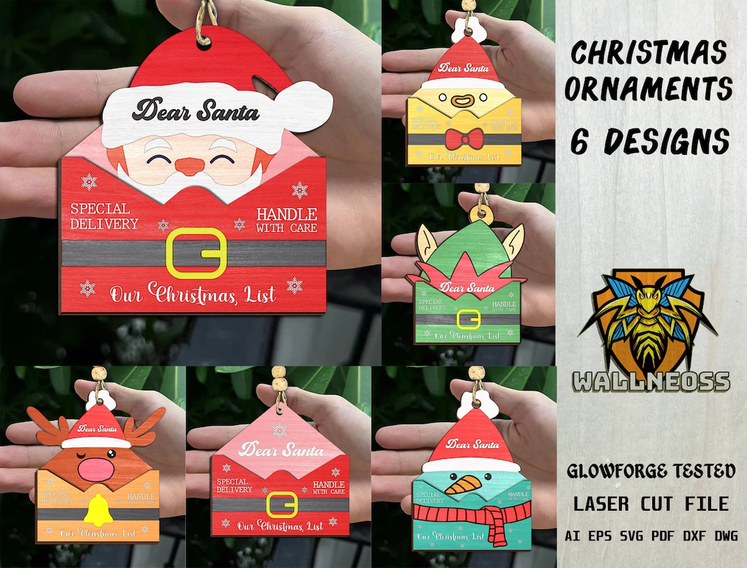 Letter to Santa Ornaments Svg Bundle, Christmas Cartoon Svg, Christmas ...