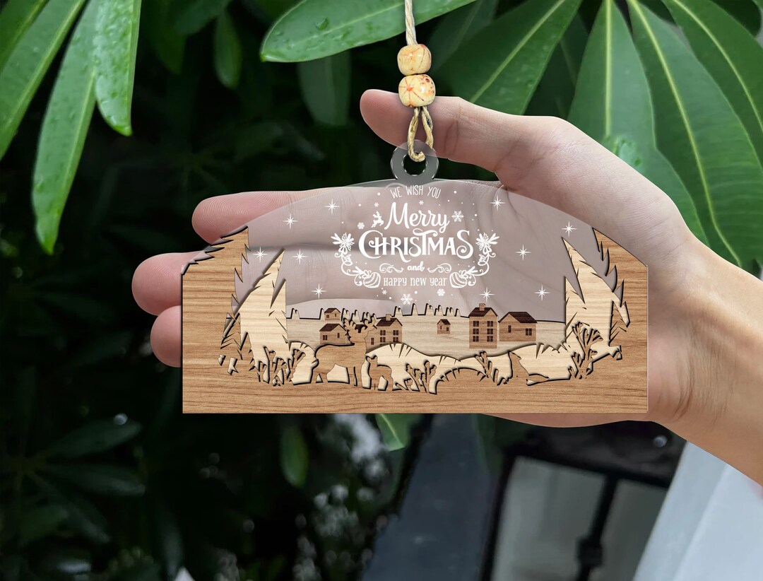 Christmas Ornament Svg, Happy New Year Ornament Svg, Wood Ornament Svg ...