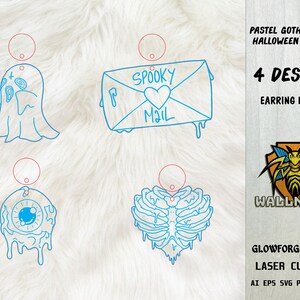 Pastel Goth Elements Earrings SVG Bundle, Pastel Goth Svg, Halloween ...