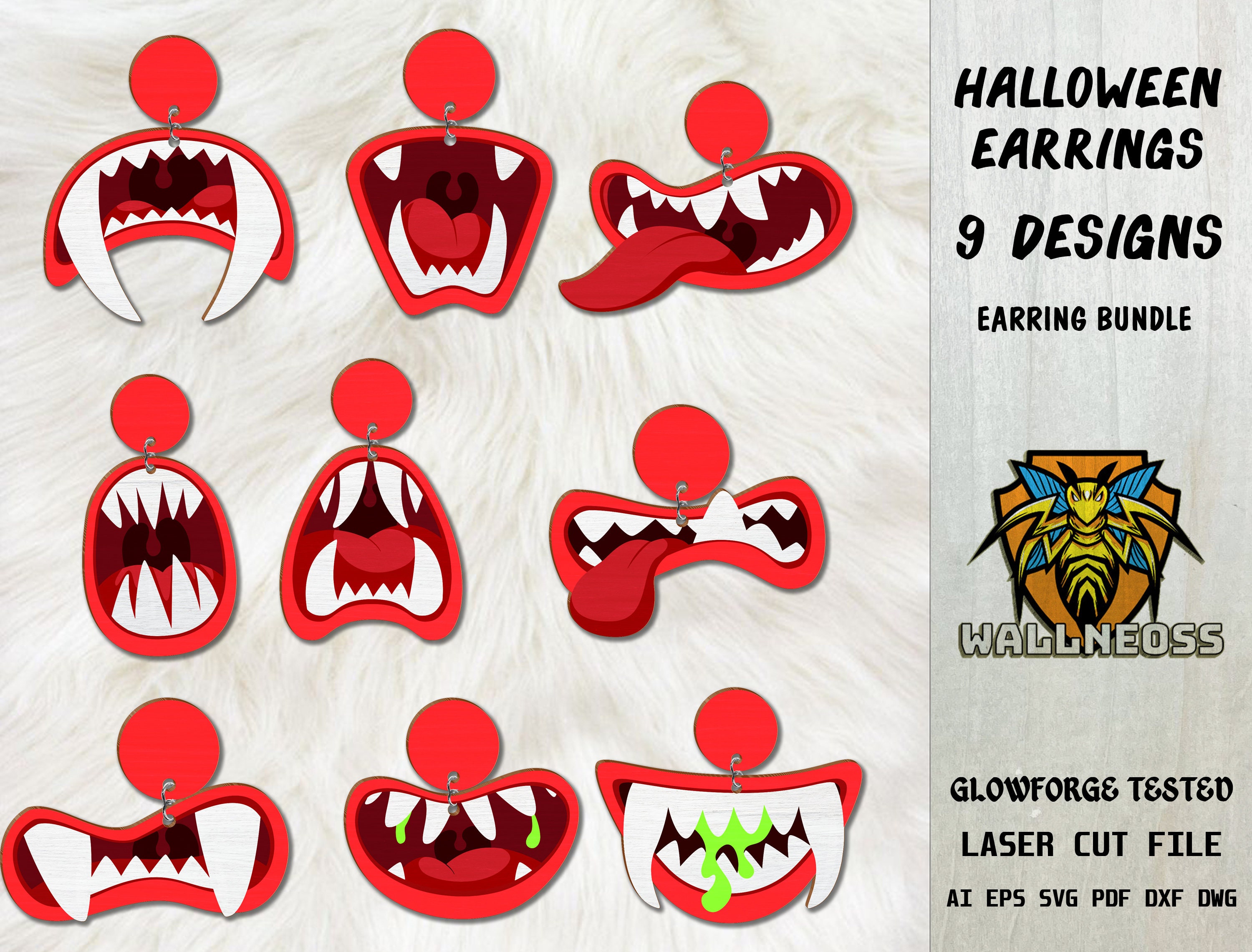 Monster Mouth With Teeth Earrings SVG Bundle Monster Mouth - Etsy