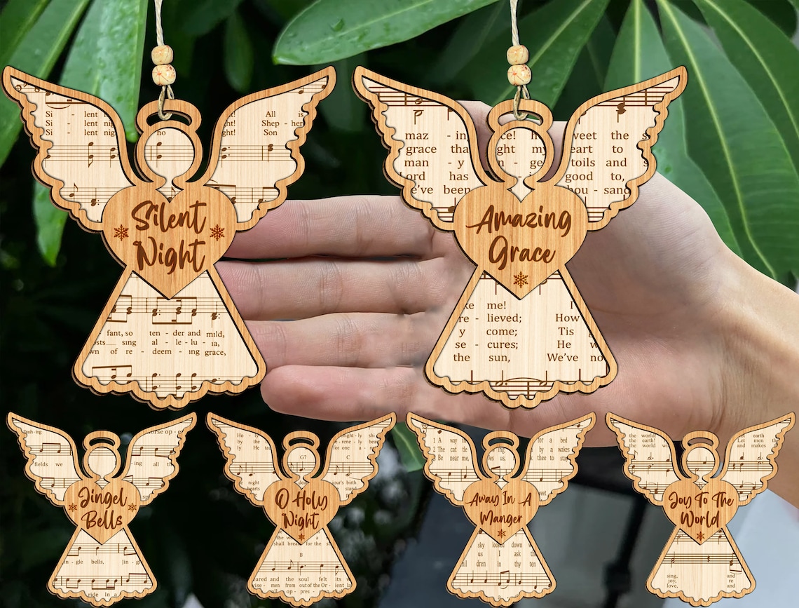 Christmas Sheet Music Ornaments SVG Bundle Christmas Angel - Etsy