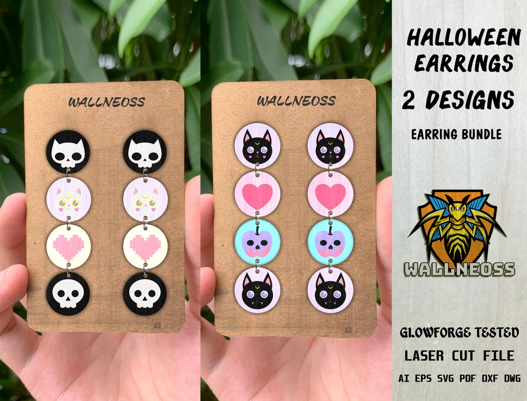 Pastel Goth Elements Earrings SVG Bundle, Pastel Goth Svg, Halloween ...