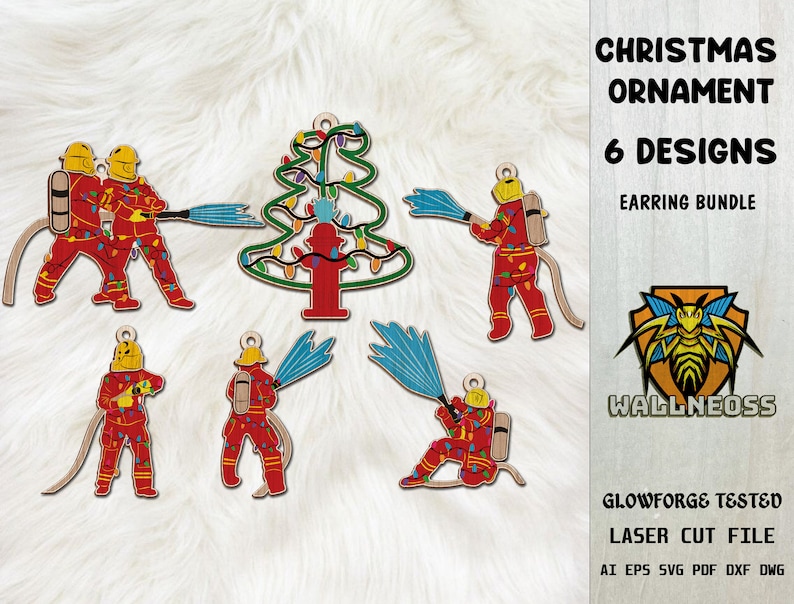 Christmas Firefighter Ornaments Svg Bundle Christmas Ornament - Etsy