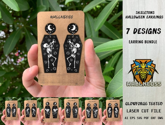 Dancing and Musical Skeleton Coffin Earrings Svg Halloween - Etsy