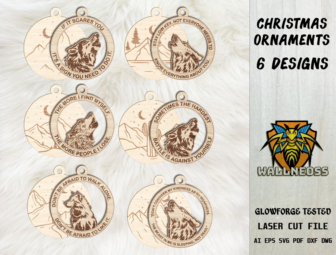 Wolf Ornaments Svg Bundle Christmas Ornament Svg Wood - Etsy