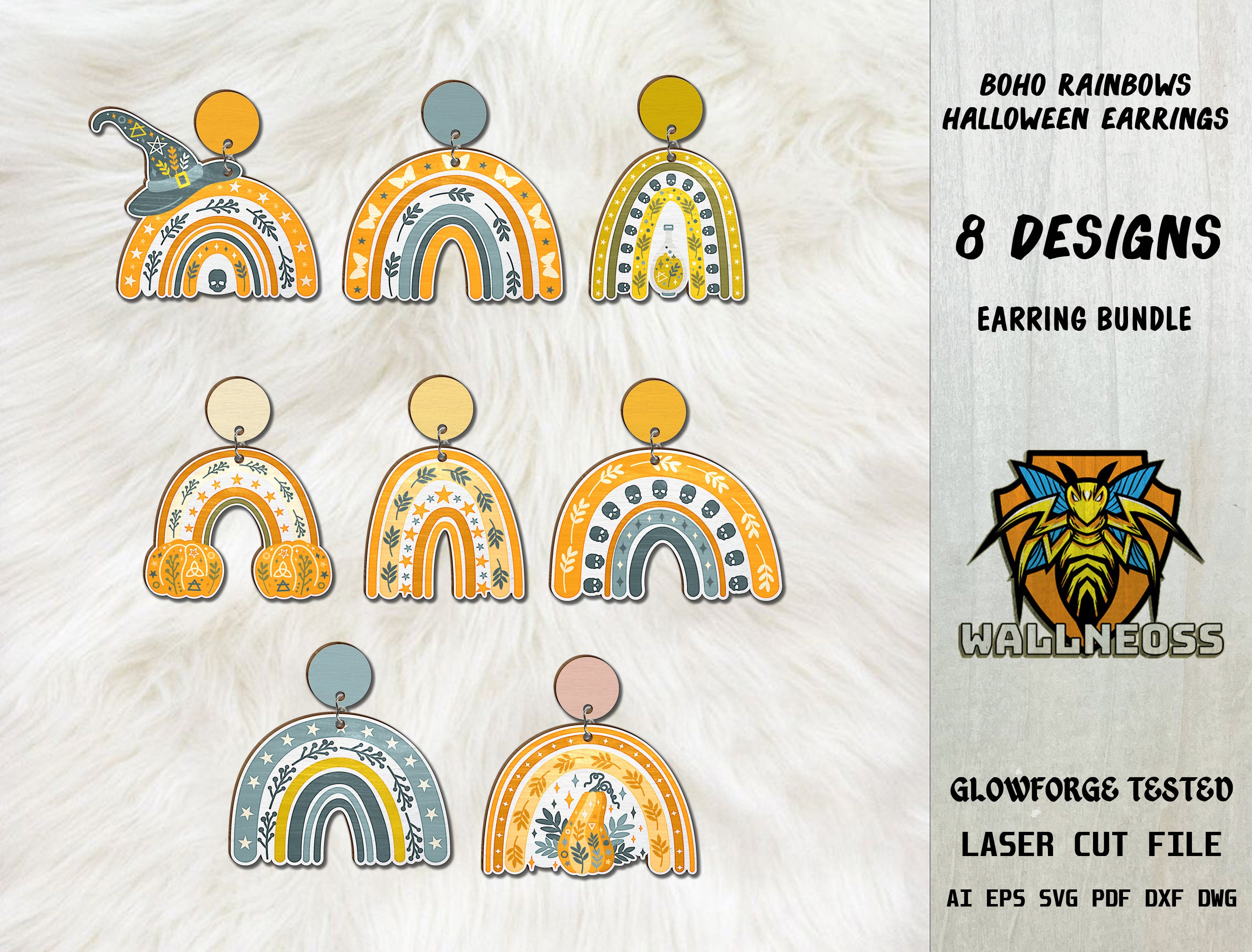 Halloween Boho Rainbow Earrings SVG Bundle Celestial Rainbow - Etsy