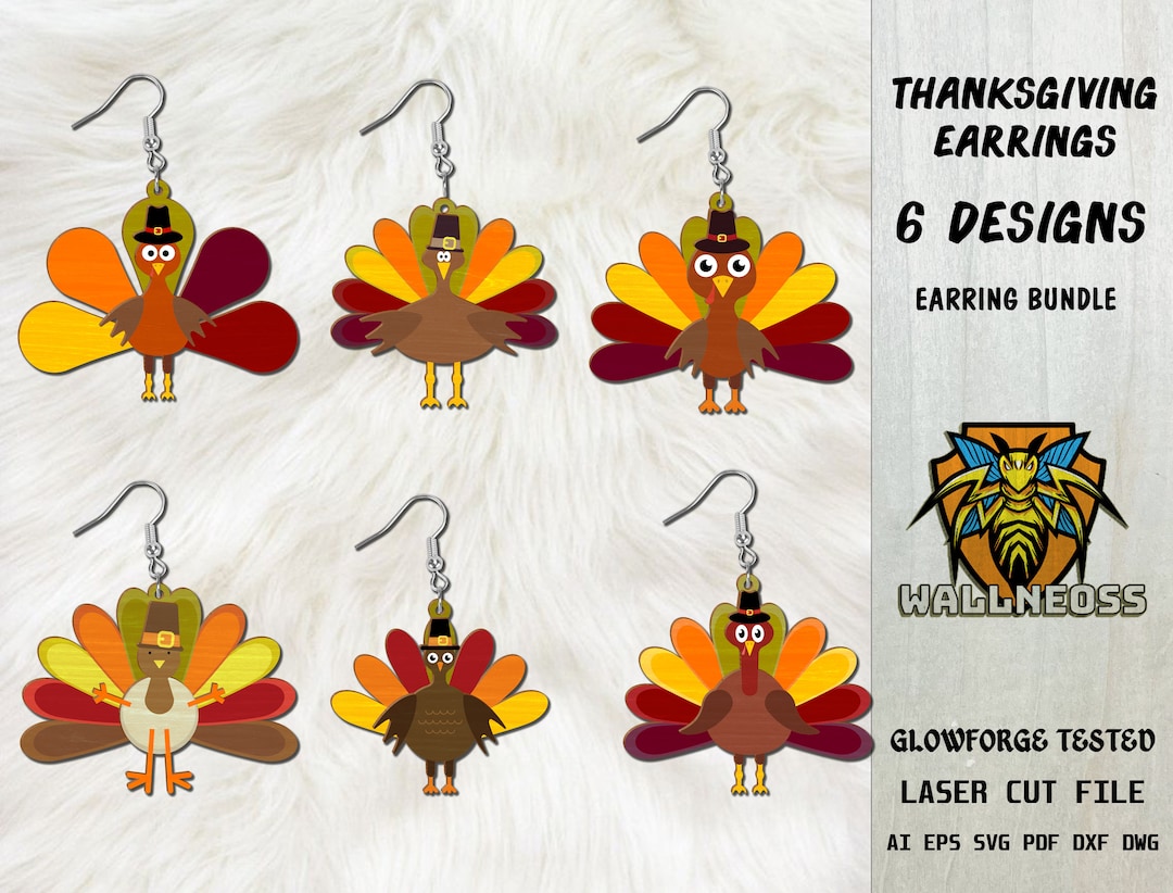 Turkey Earring Svg, Fall Earring Svg, Thanksgiving Svg, Thanksgiving ...