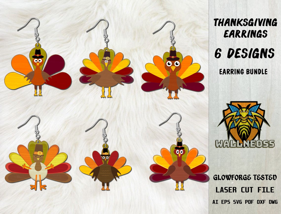 Turkey Earring Svg, Fall Earring Svg, Thanksgiving Svg, Thanksgiving ...