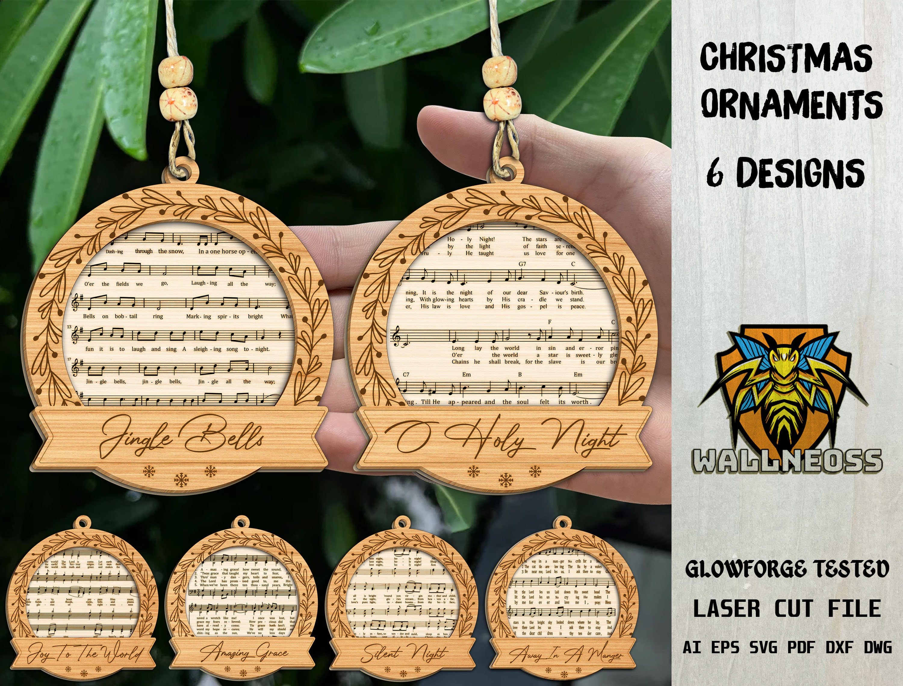 Christmas Sheet Music Ornaments SVG Bundle,christmas Songs Svg ...