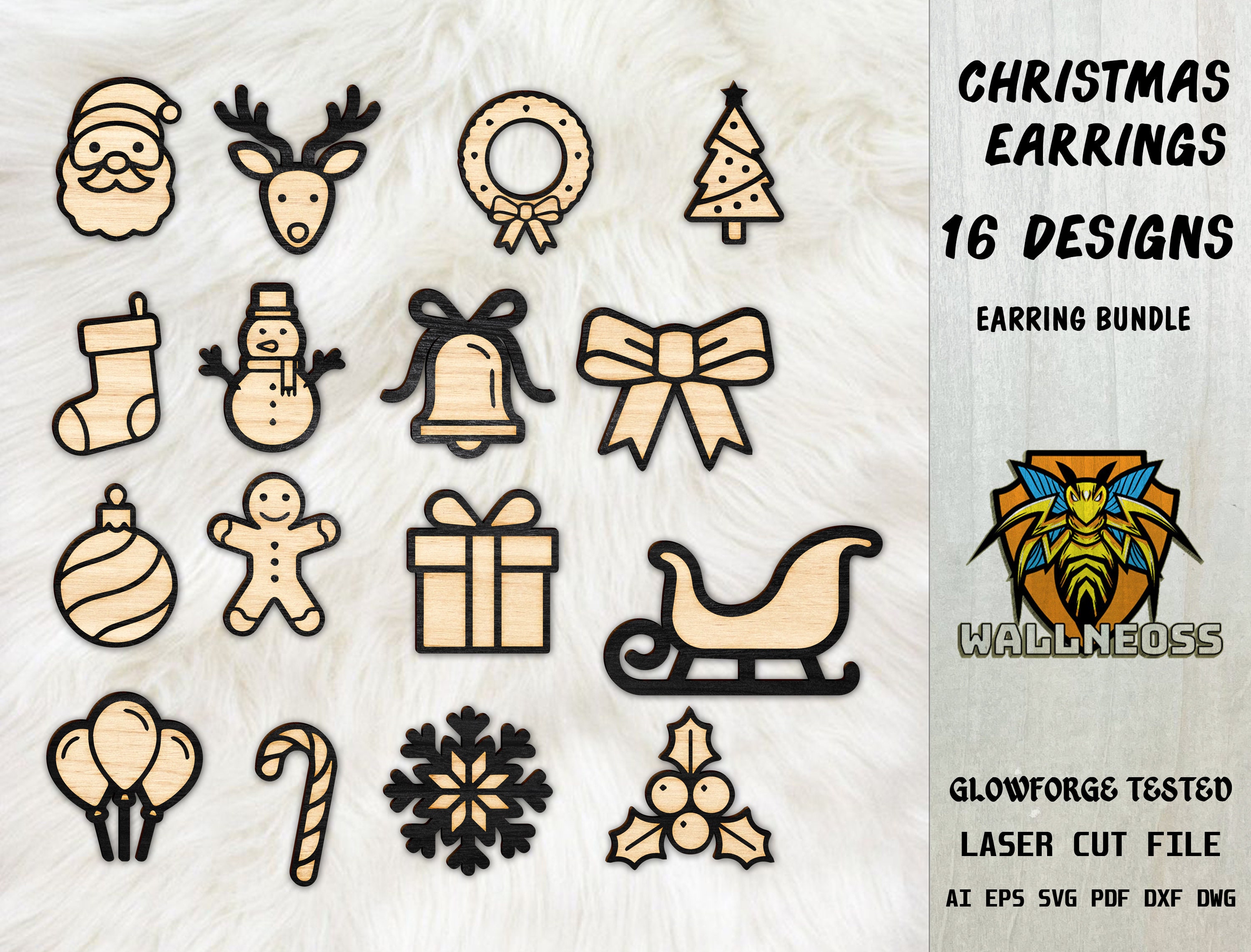 Christmas Stud Earrings SVG Bundle Christmas Set Svg - Etsy