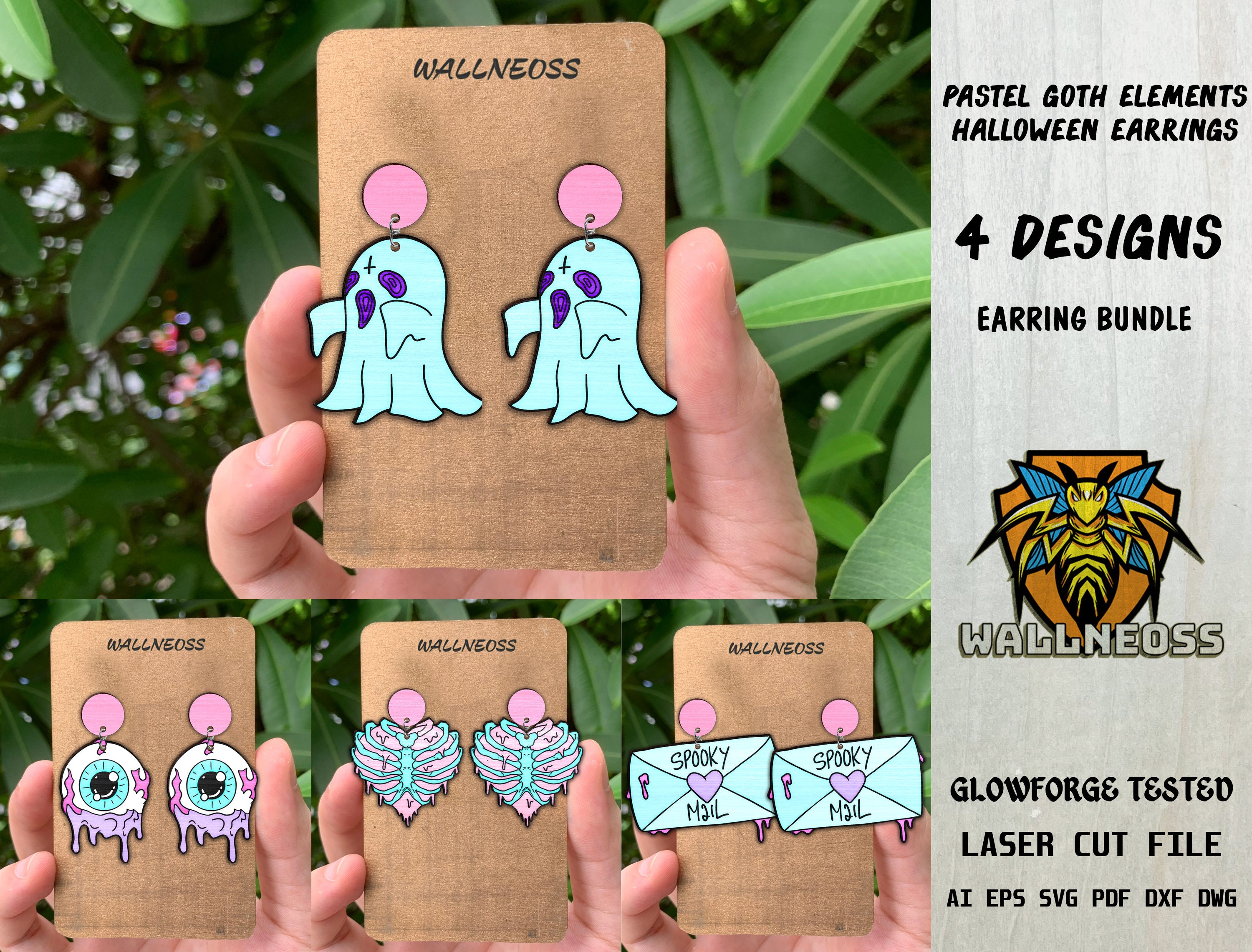 Pastel Goth Elements Earrings SVG Bundle, Pastel Goth Svg, Halloween ...