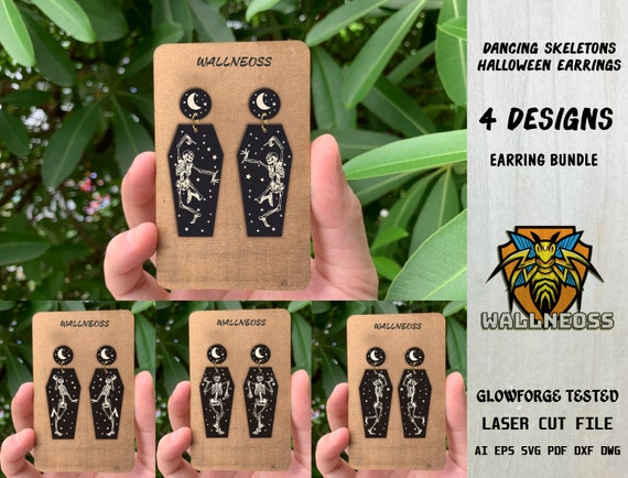 Dancing Skeleton Earrings Svg Halloween Earrings Svg - Etsy