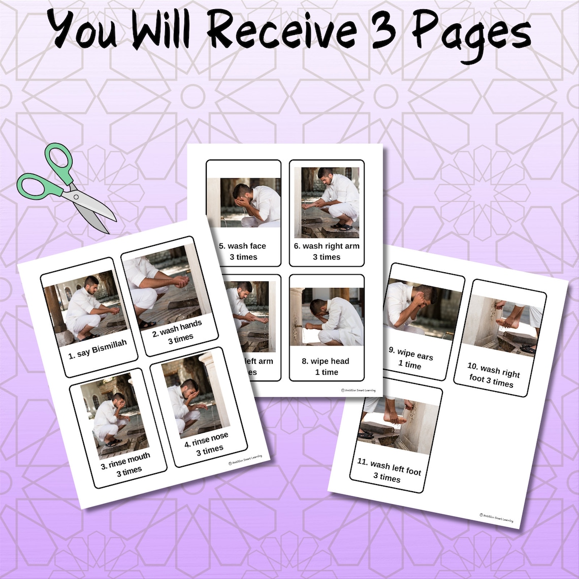 Ablution Flash Cards, Printable Flash Cards, Wudu Guide, Real Photos ...