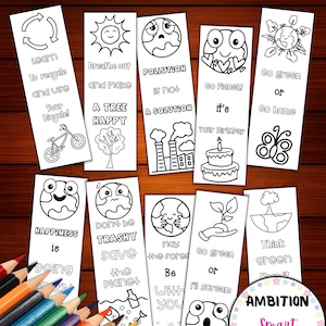 Earth Day Bookmarks to Color, Fun Quotes Earth Day Coloring Bookmarks ...