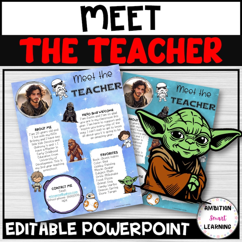 Meet the Teacher Templates EDITABLE, Star Wars Theme, Galaxy, Space ...
