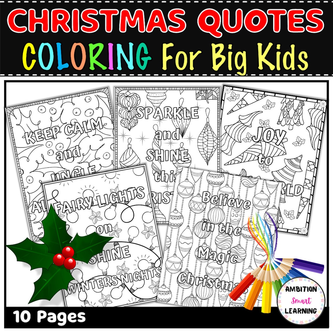 Christmas Quotes Coloring Pages for the Christmas & Winter - Etsy