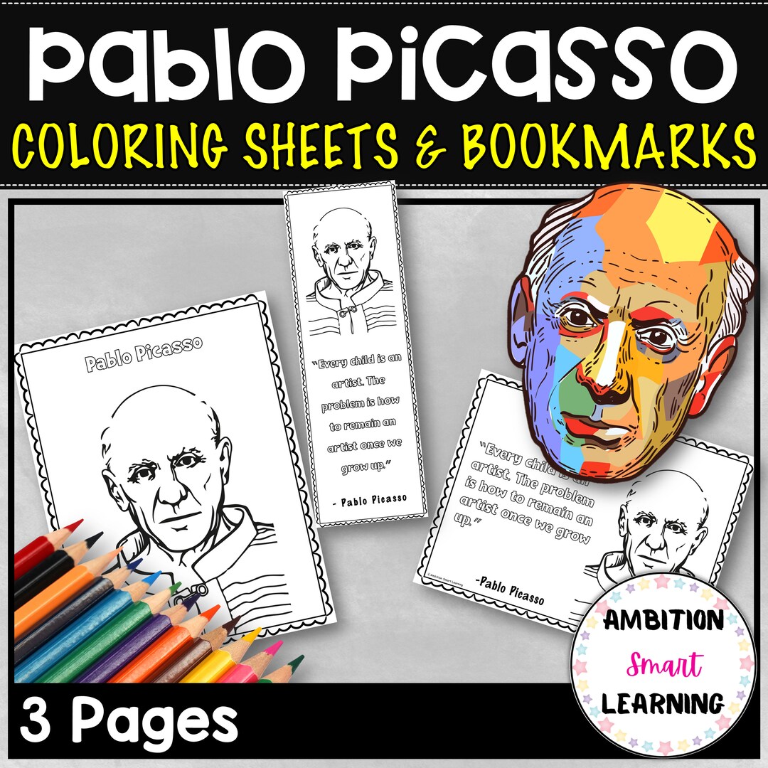 Pablo Picasso Hispanic Heritage Month Coloring Sheets and Bookmarks - Etsy