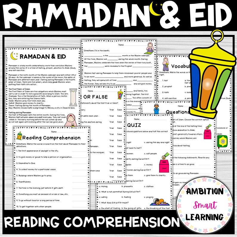 All About Ramadan and Eid, Reading Comprehension and Fun Activities ...