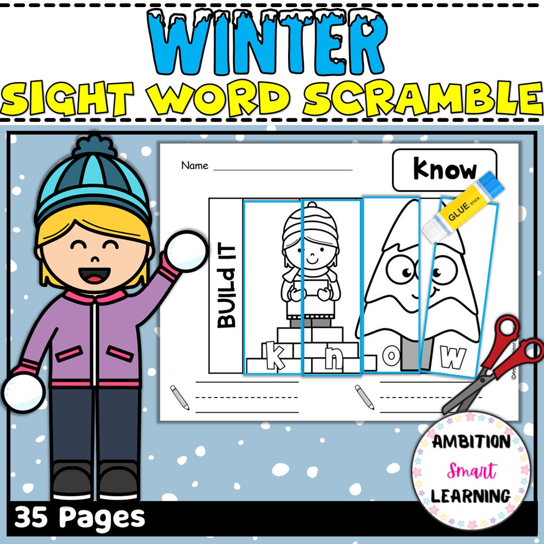 Winter Sight Word Picture Scramble Puzzles, Word Puzzle Printable ...
