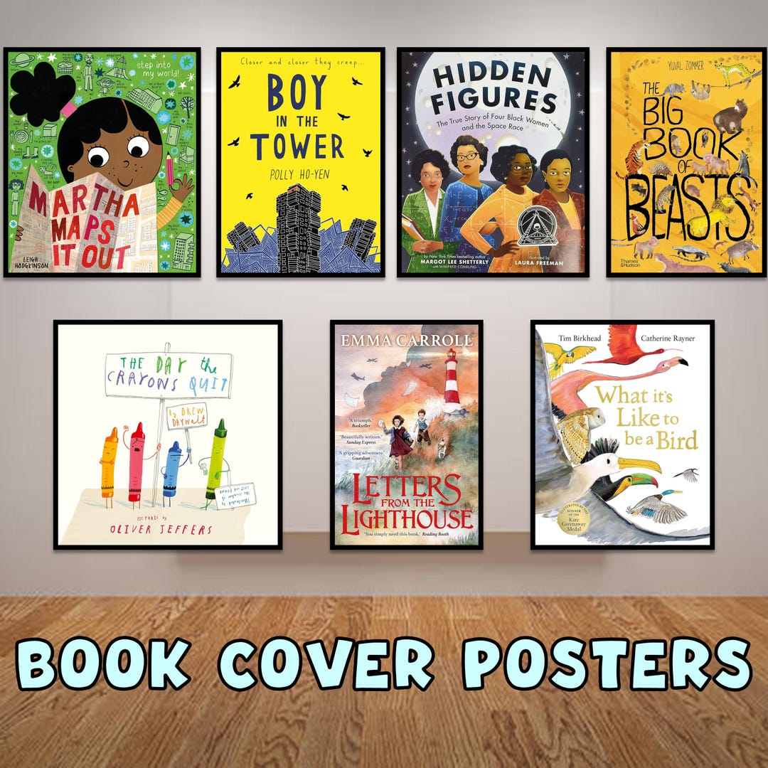 Printable Book Cover Posters Set of 14, Book Character, Bulletin Board ...