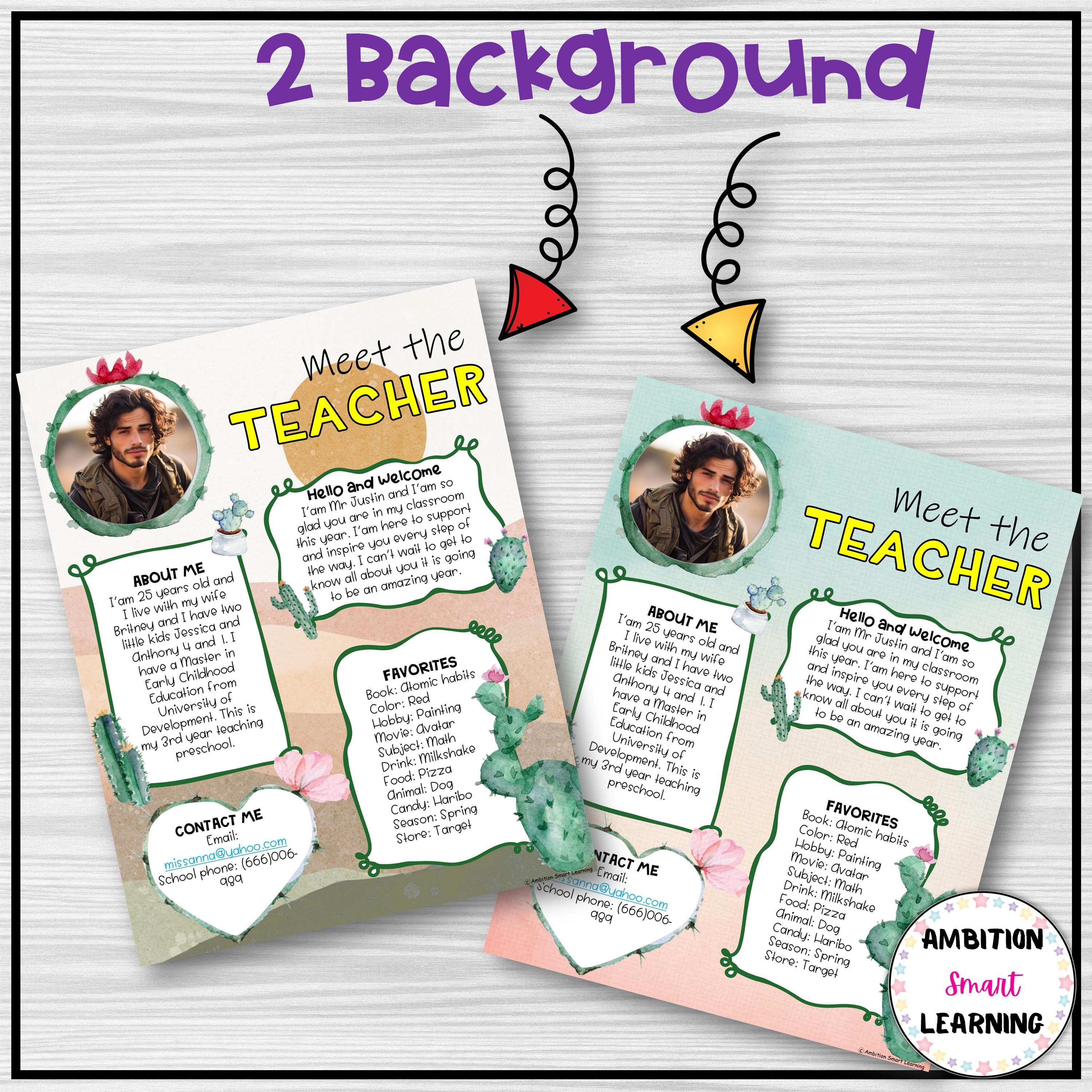 Meet the Teacher Templates EDITABLE, Cactus Theme, Back to School ...