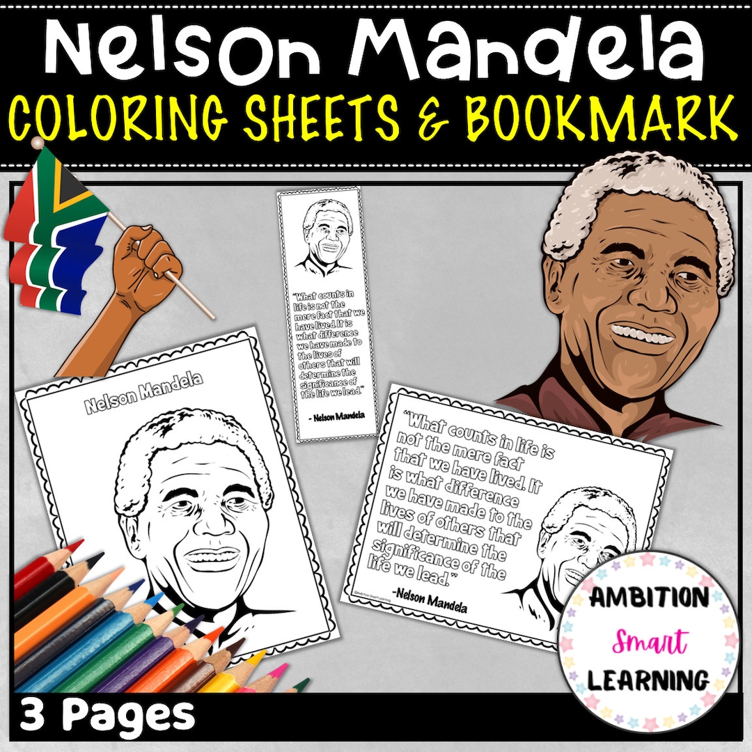 Nelson Mandela Black History Month Portrait Quote Coloring Sheets ...