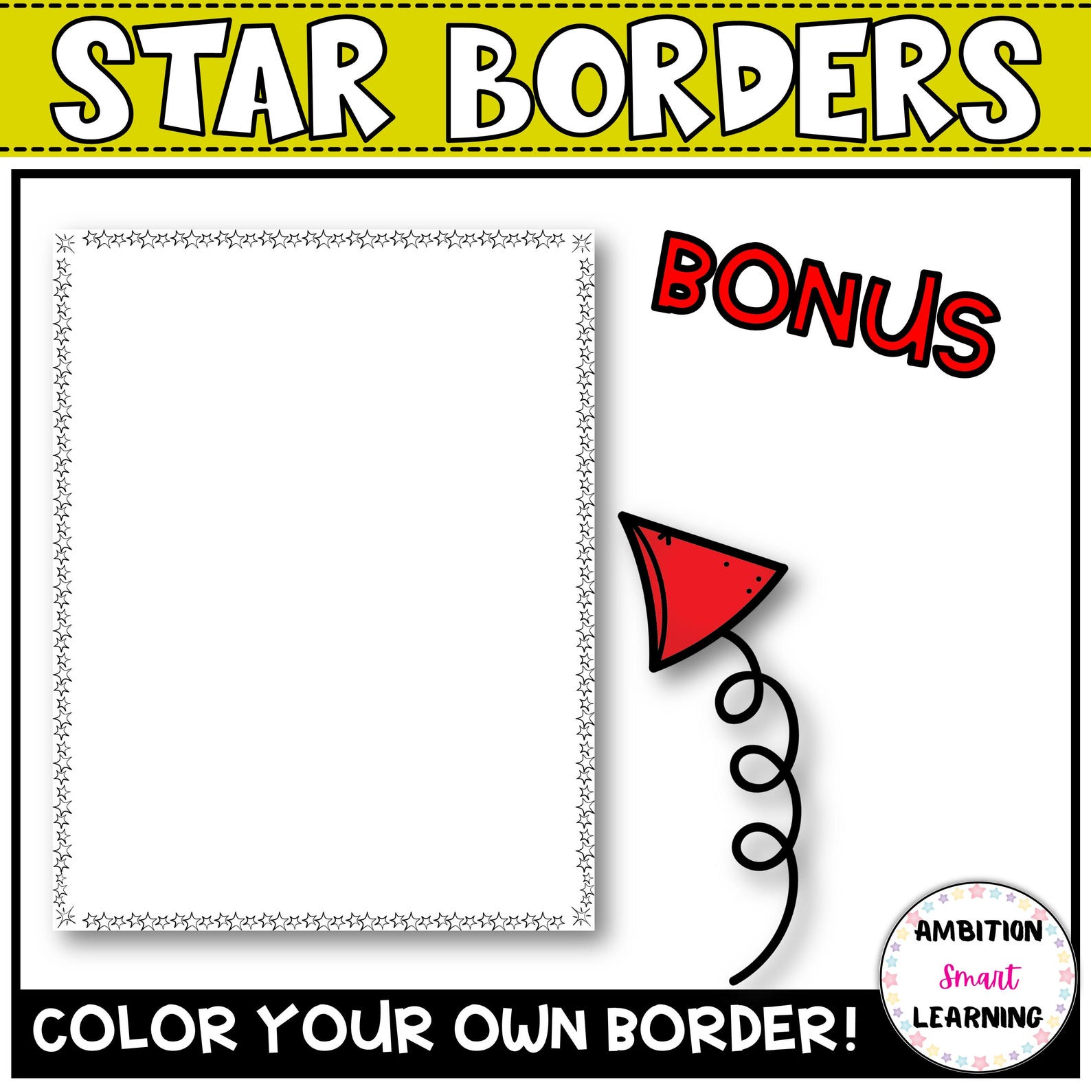 Star Borders Clip Art, Frames Clipart, Border Clipart, 8.5 X 11, Star ...