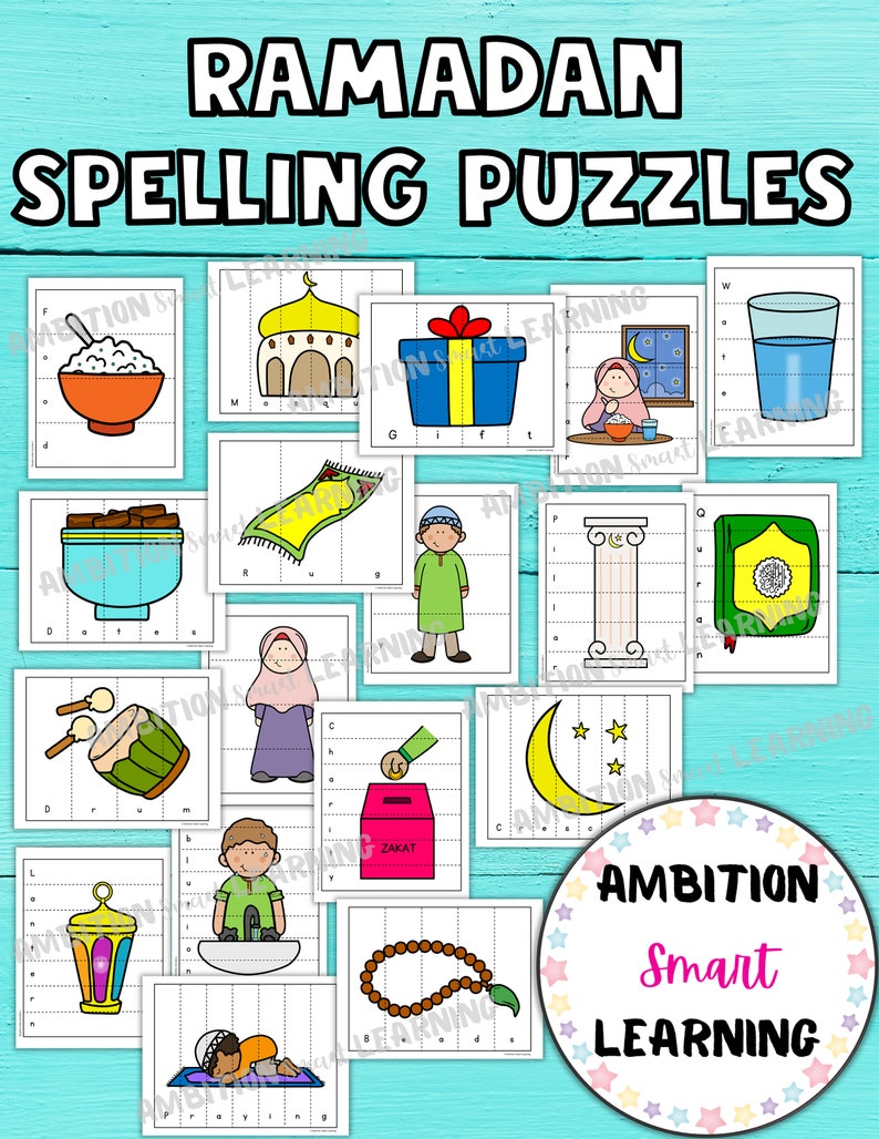 Ramadan Activities Spelling Puzzles, Islamic Homeschool Activity ...