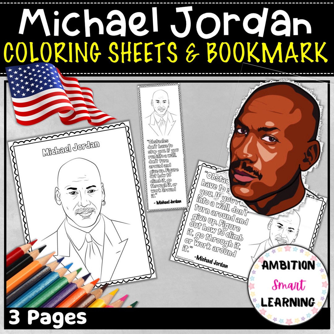 Michael Jordan Black History Month Portrait Quote Coloring Sheets ...