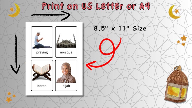 Ramadan Flash Cards, Printable Flash Cards, Ramadan Vocabulary, Real ...