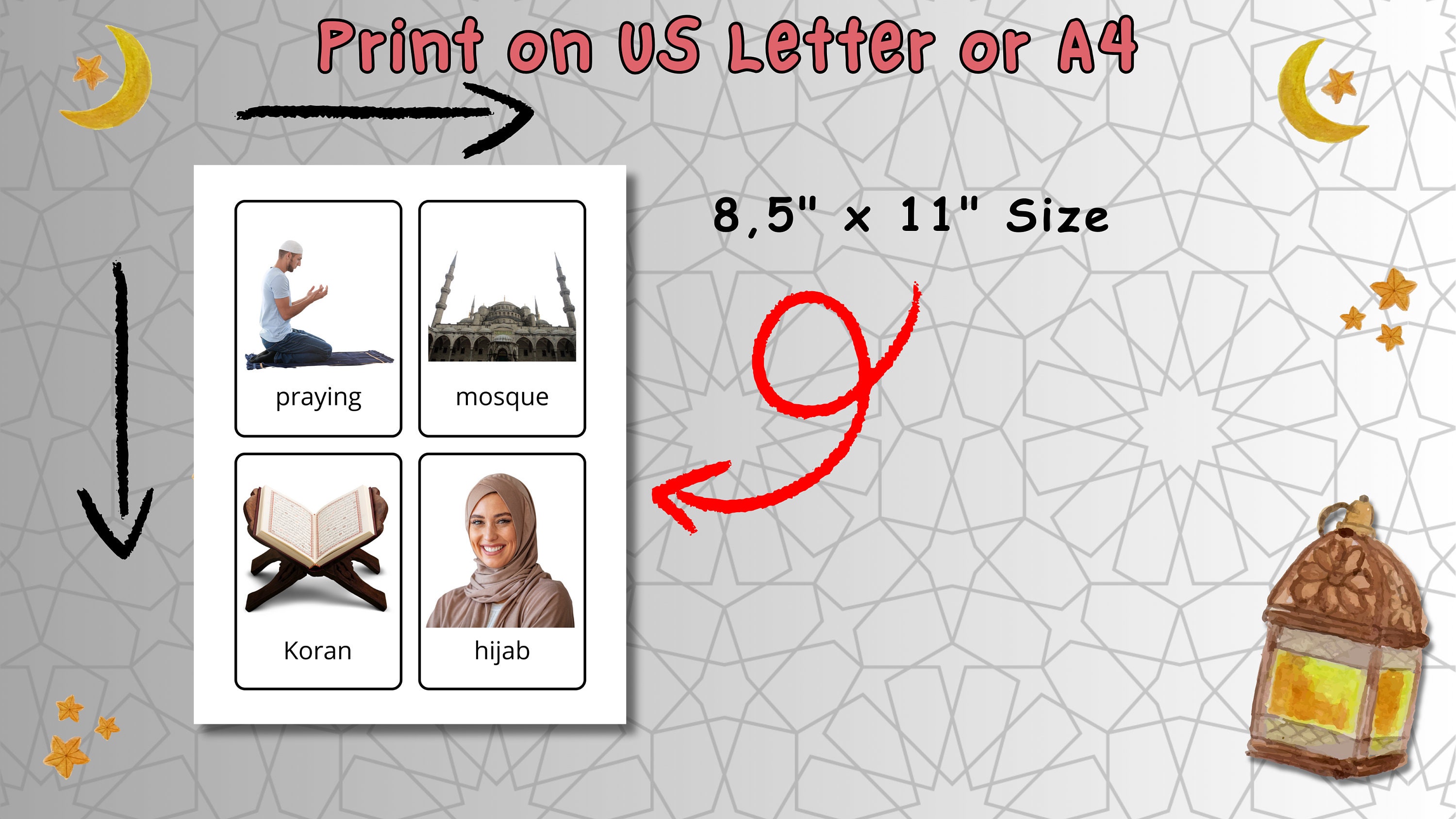 Ramadan Flash Cards, Printable Flash Cards, Ramadan Vocabulary, Real ...