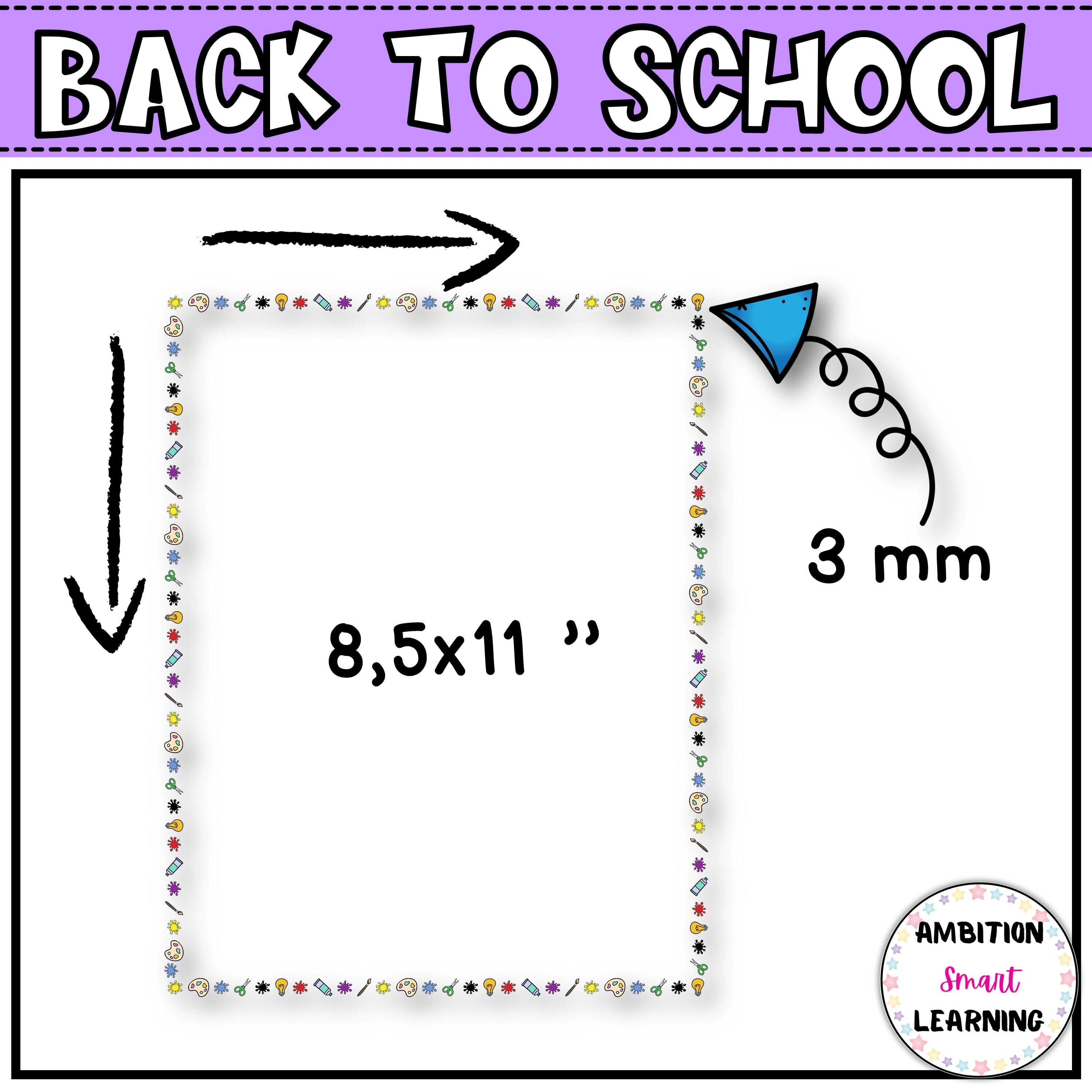 Back to School Borders Clip Art Frames, Apple, Buses, Pencils, Books ...