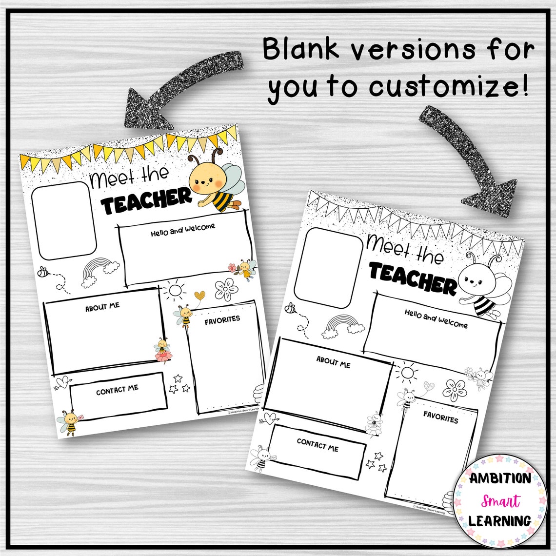 Meet the Teacher Templates EDITABLE, Bee Theme, Back to School, Teacher ...