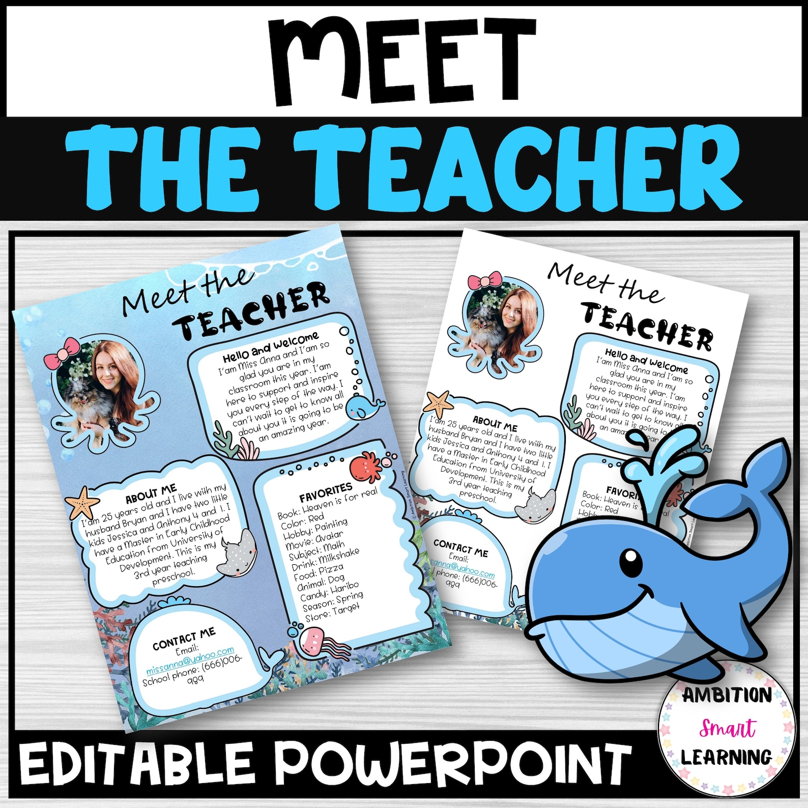 Meet the Teacher Templates EDITABLE, Ocean Theme, Under the Sea, Back ...