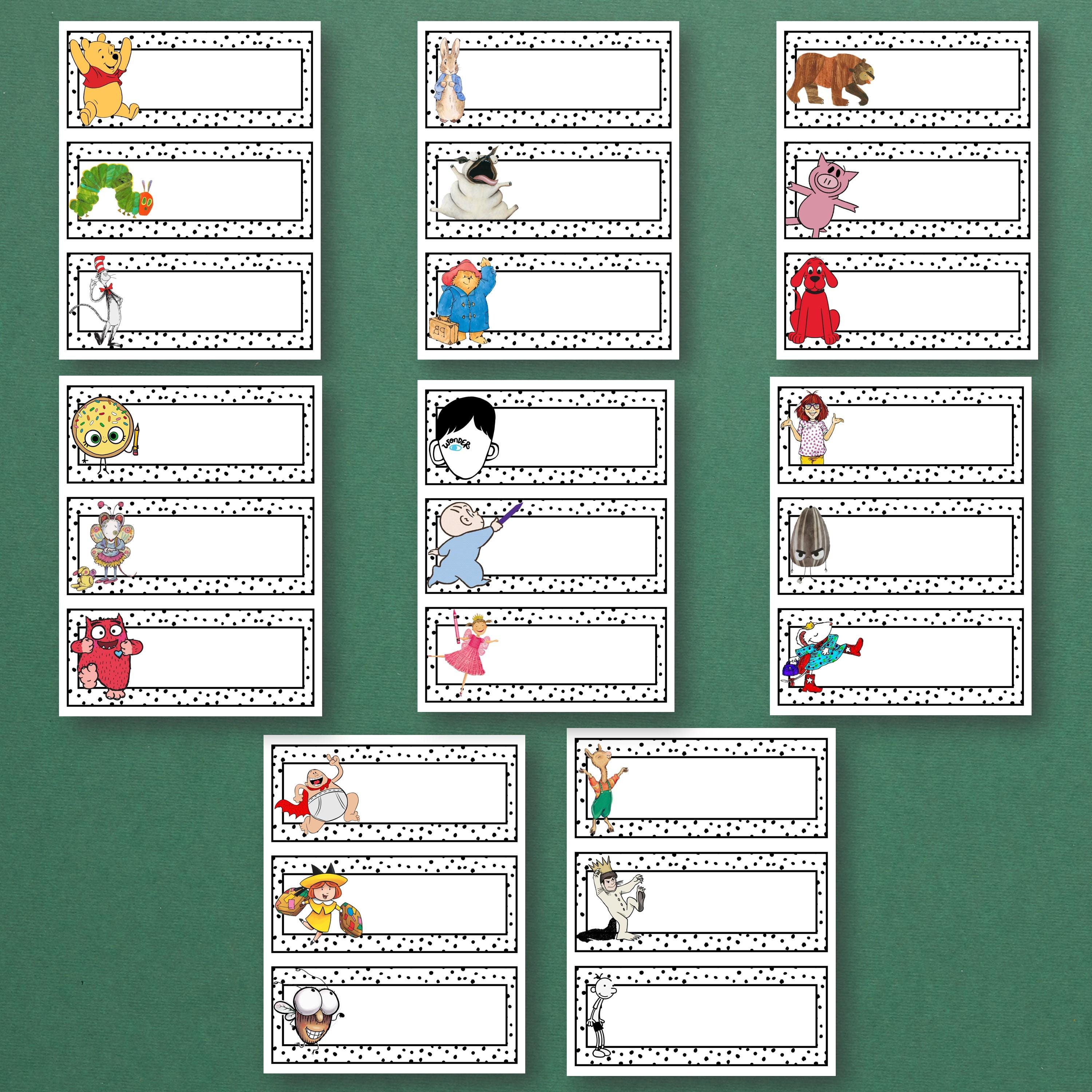 Book Characters Desk Name Tags Editable, Library Favorite Book ...