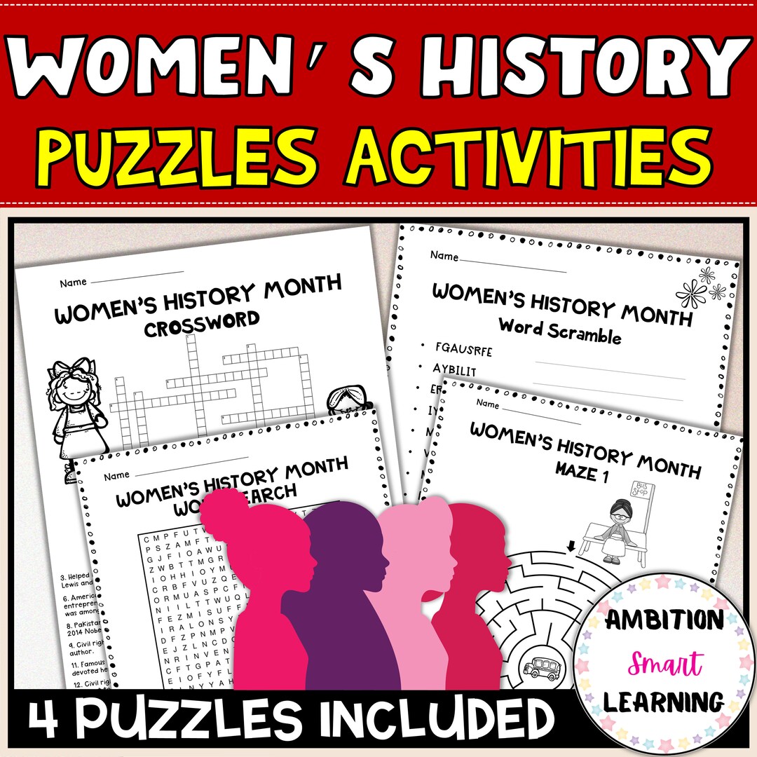 Women's History Month Puzzles | Word Search, Word Scramble, Crossword ...