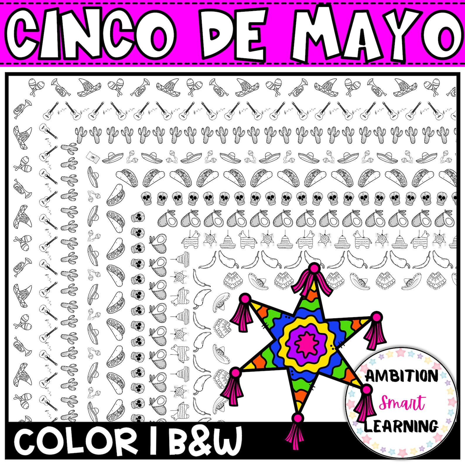 Cinco De Mayo Borders Clip Art, Fiesta Clipart, Mexico Clip Art ...