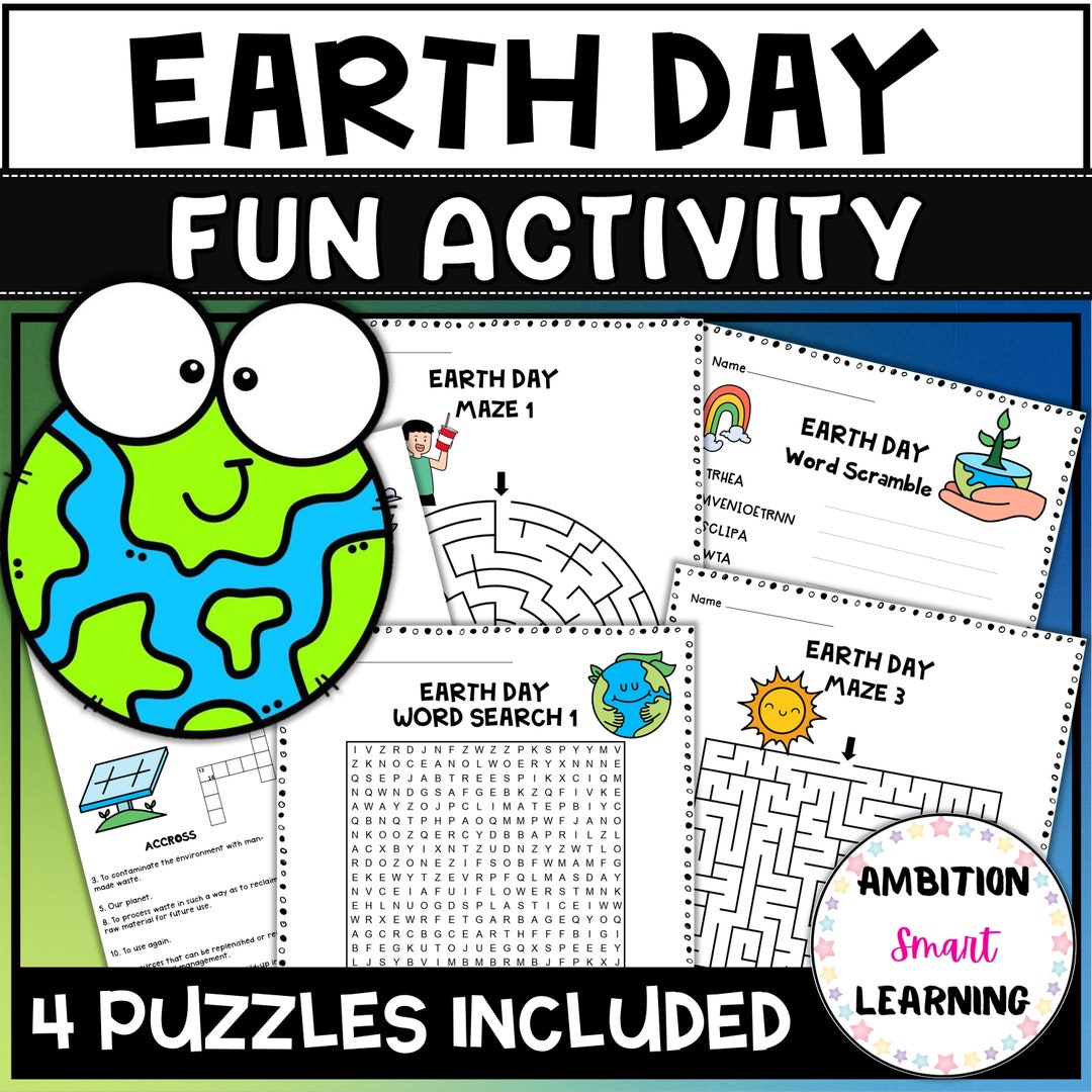 Earth Day Puzzles | Word Search, Word Scramble, Crossword & Mazes - Etsy