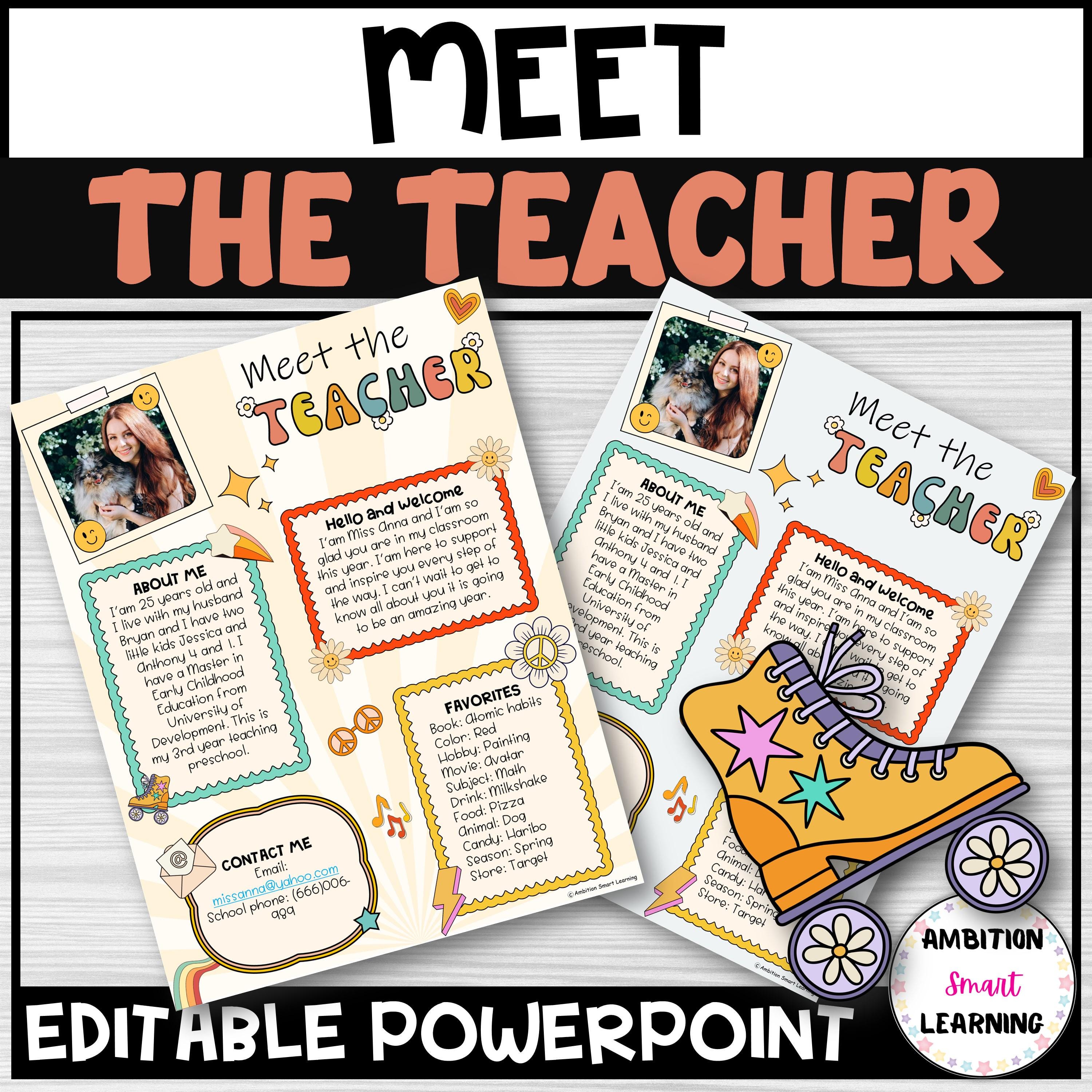 Meet the Teacher Templates EDITABLE, Retro Groovy Theme, Back to School ...